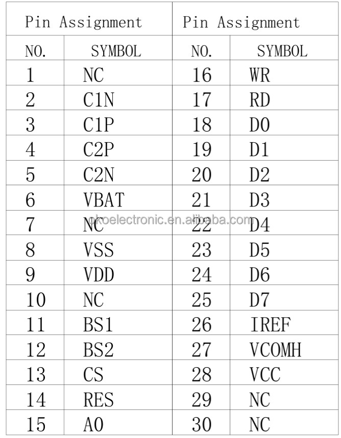 Buy Plug Connector Type Monochrome 30 Pin 128x64 Ssd1315 0.96inch Oled ...