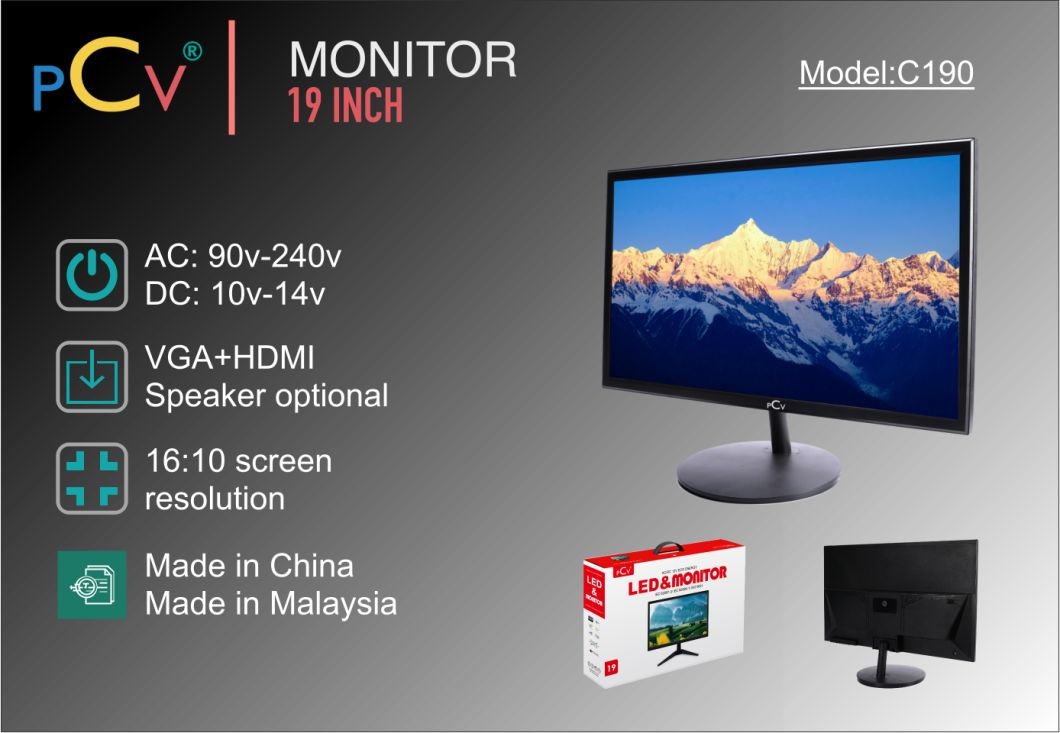Buy Best 17, 19 Inch Computer Monitor Black Flat Tft Led Screen Hd Led ...
