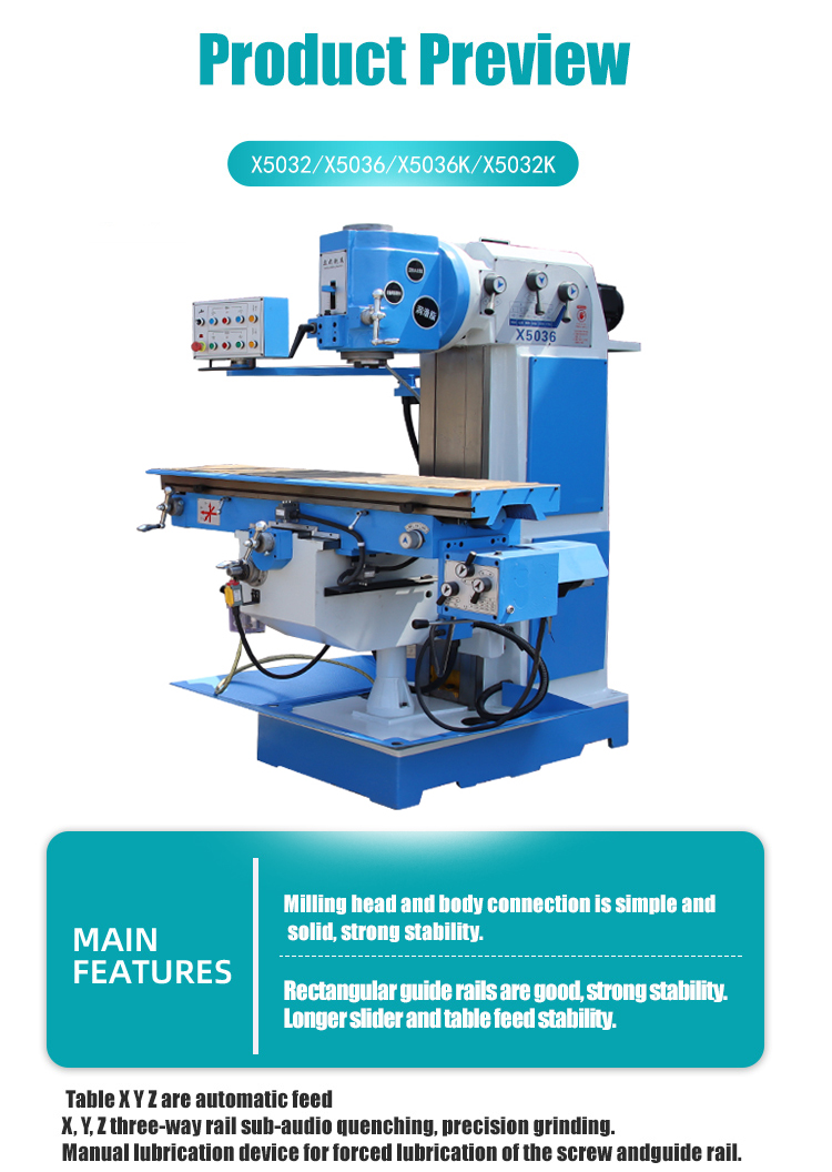 Buy Chinese Milling Machine X5036b Milling Machine Manual Metal ...
