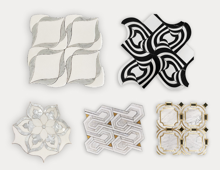 Buy Floor Mosaic Tile Water Jet Pattern Tiles Wall Art Marble Mosaic ...