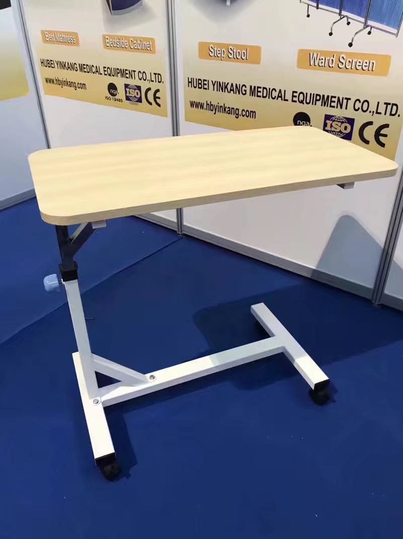 Buy Hospital Furniture Mobile Metal Material Overbed Table With Wheels ...