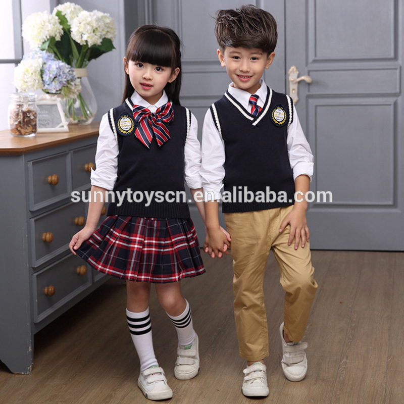 Buy Kindergarten Primary School Kids Girl Waistcoat Uniforms Sets from ...