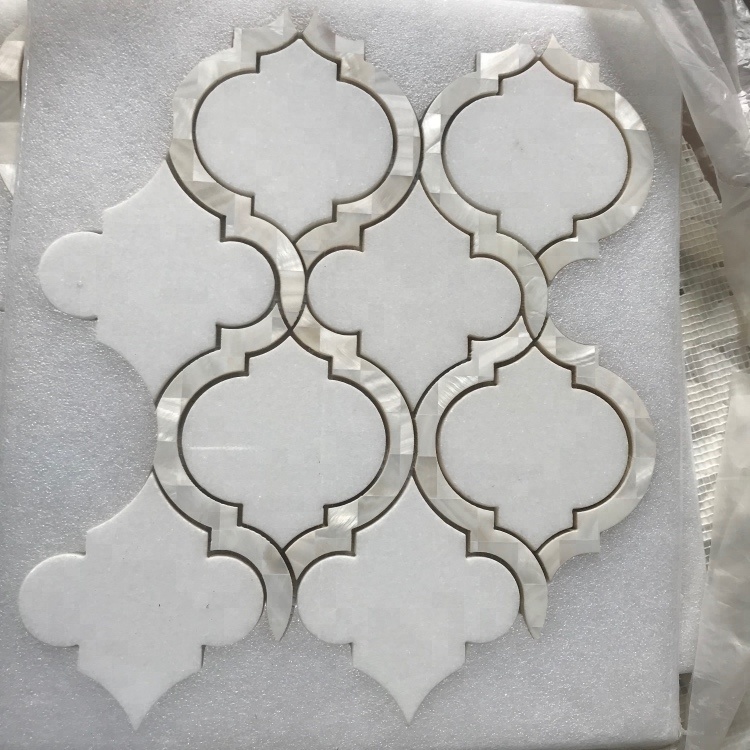 Buy Lantern Marble Waterjet Design Thassos White Mix Shell Mosaic Tile From Xiamen Good Luck