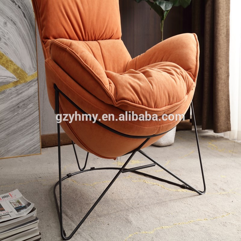 Buy Modern Accent Chair Steel Living Room Chairs Velvet Metal Wire Base ...