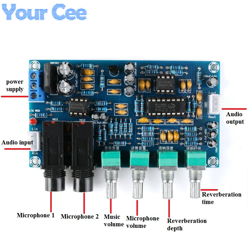 Buy Pt2399 Digital Microphone Amplifier Board Karaoke Reverberation ...