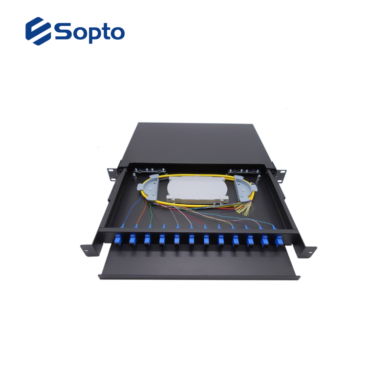 Buy Sopto Fiber Optic Equipment Odf 19 Inch 24 Port Cat6 Fiber Optic ...