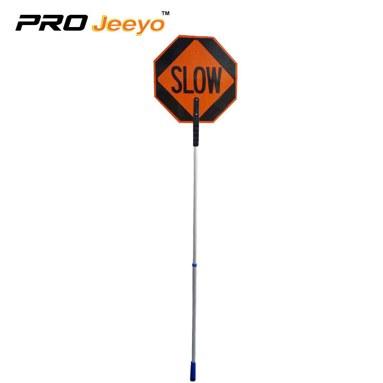 Flashing LED Reflective 24" STOP-SLOW Paddle Sign With Pole ...